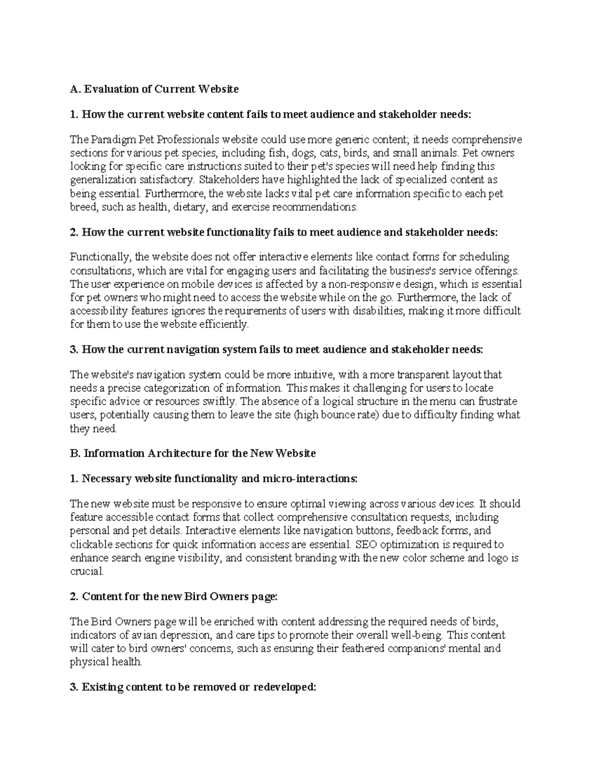 Untitled document - practices - A. Evaluation of Current Website How ...