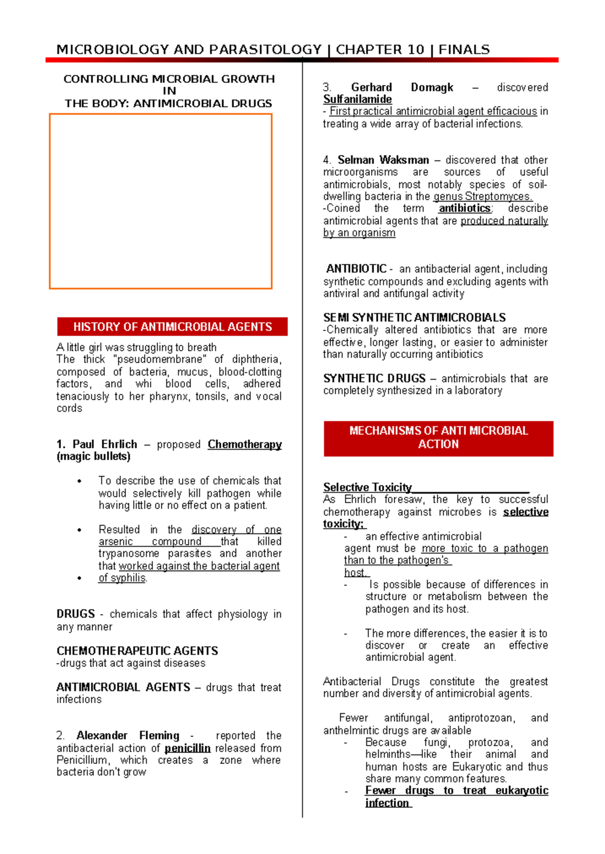CHAP 10 - Micropara - Chapter ten summary - CONTROLLING MICROBIAL ...