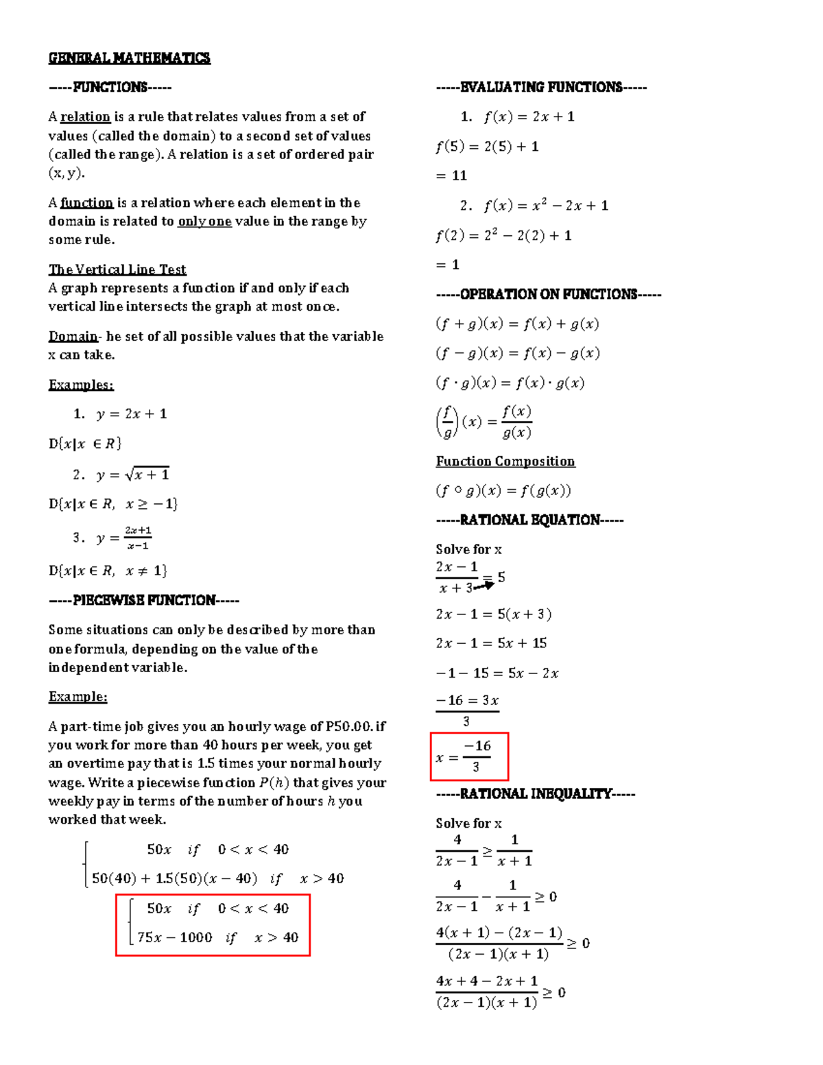 Generalmath Reviewer - Ctto - GENERAL MATHEMATICS -FUNCTIONS- A ...