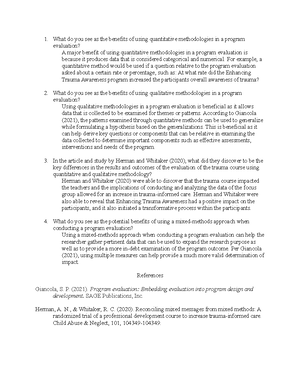 COUN6965 U10ANatasha Theard - Program Evaluation Plan Part 3: Communicating Results Natasha ...
