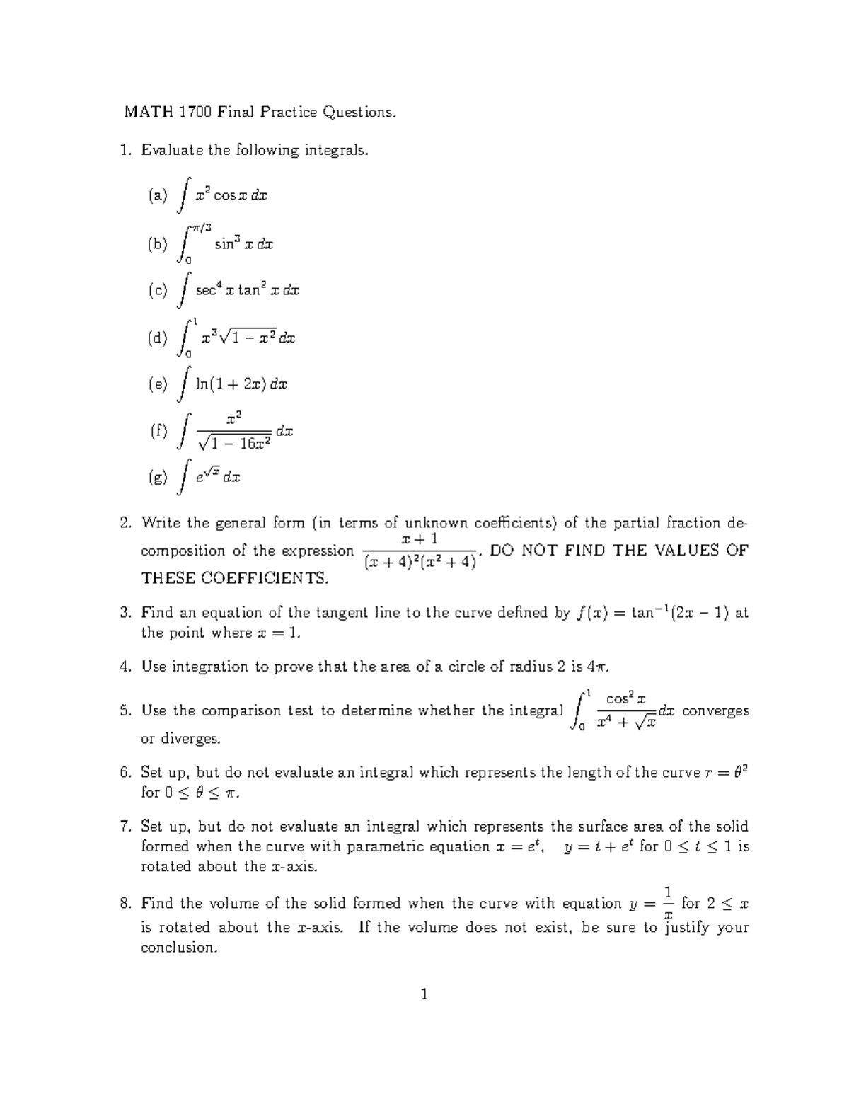 Sample/practice exam 2015, questions and answers - MATH 1700 Final ...