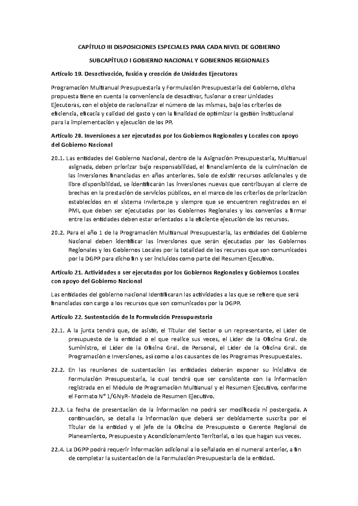 Capítulo III Disposiciones Especiales PARA CADA Nivel DE Gobierno 2 ...