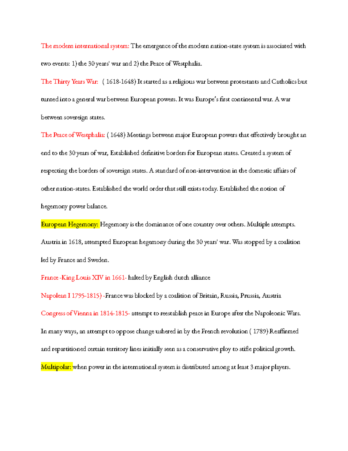 Polsci 007 lecture 1 pt 3 - The modern international system: The ...