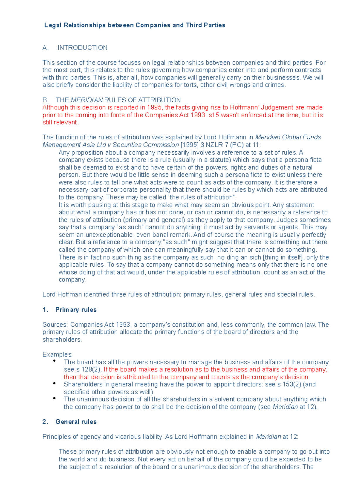 Legal Relationships between Companies and Third Parties - INTRODUCTION ...