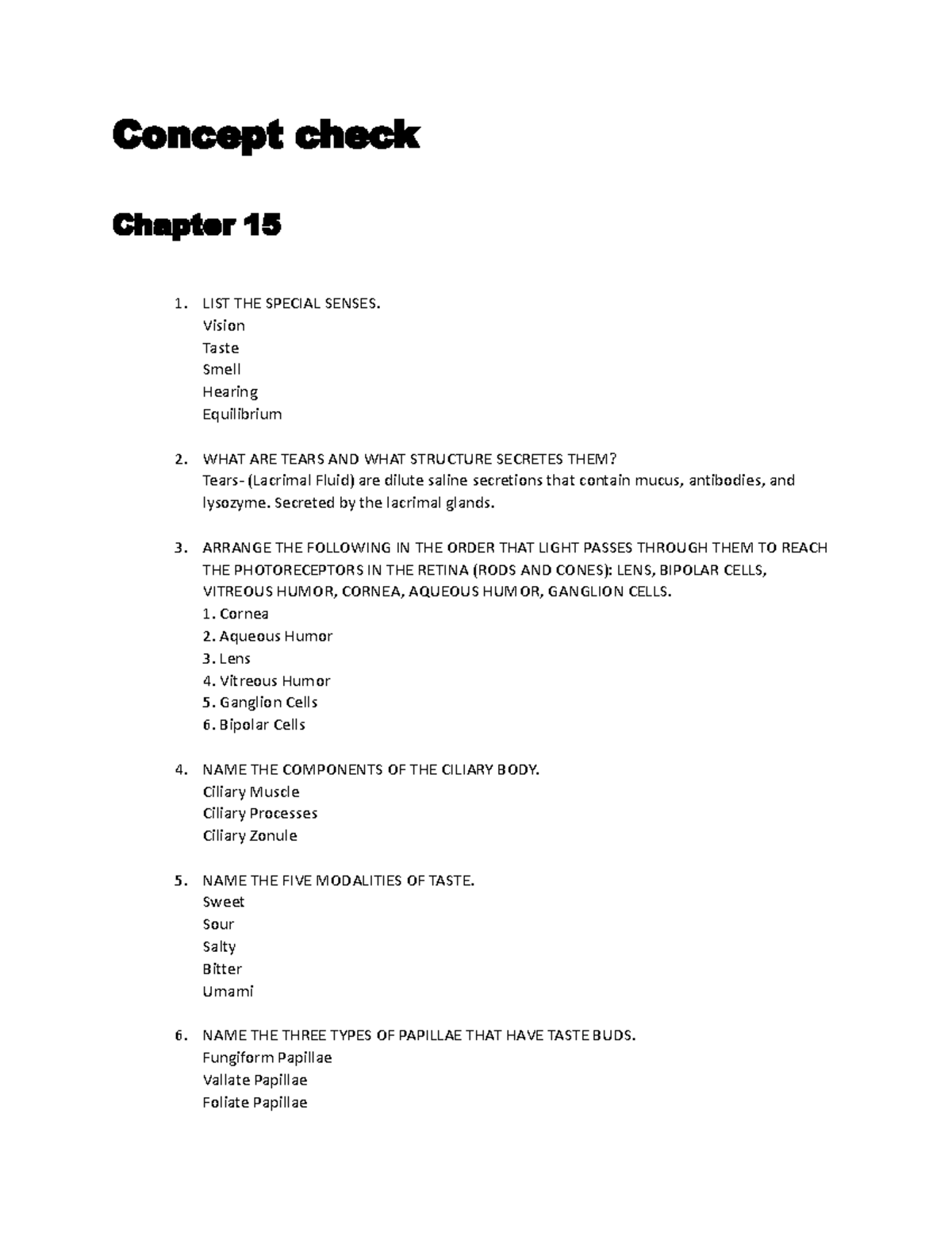 Chapter 15 Concept Check Questions - Concept check Chapter 15 1. LIST ...