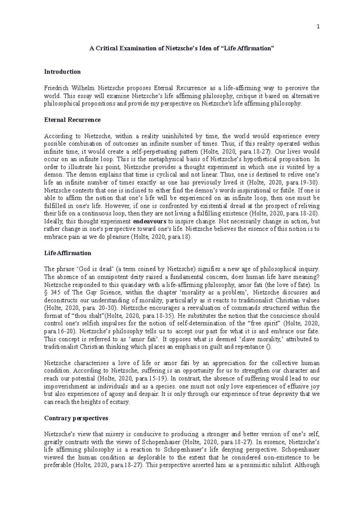 A Critical Examination of Nietzsche - This essay will examine Nietzsche ...