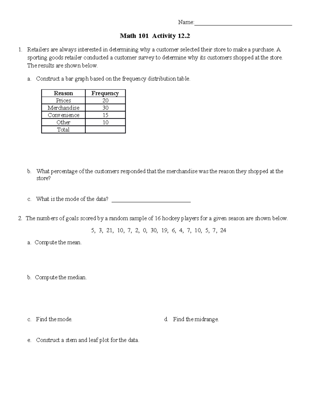 Activity 12 - Name:________________________________ Math 101 Activity ...