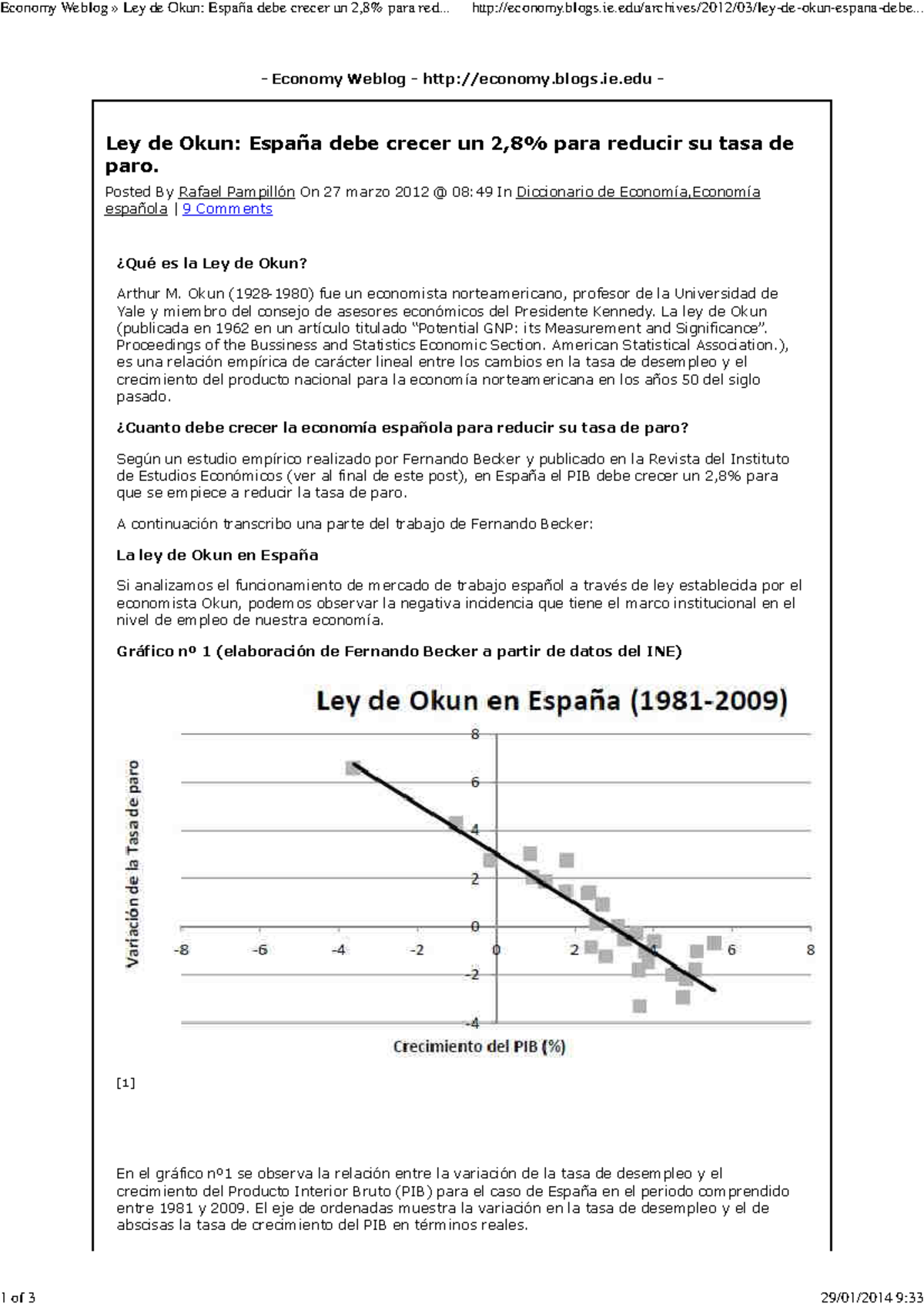 Ley de Okun en Espana - información para aclarar conceptos del tema 3 ...