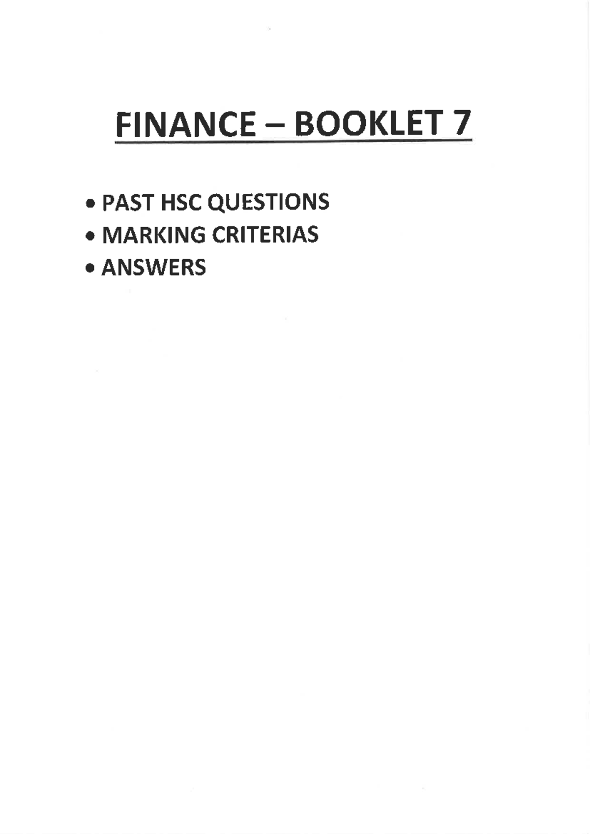 324993467 Finance Questions in HSC Business Studies - FINANCE BOOKLET 7 ...