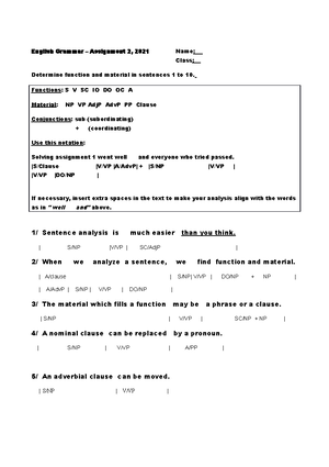 English assignment 3 2021 svar - English Grammar I – Assignment 4 ...