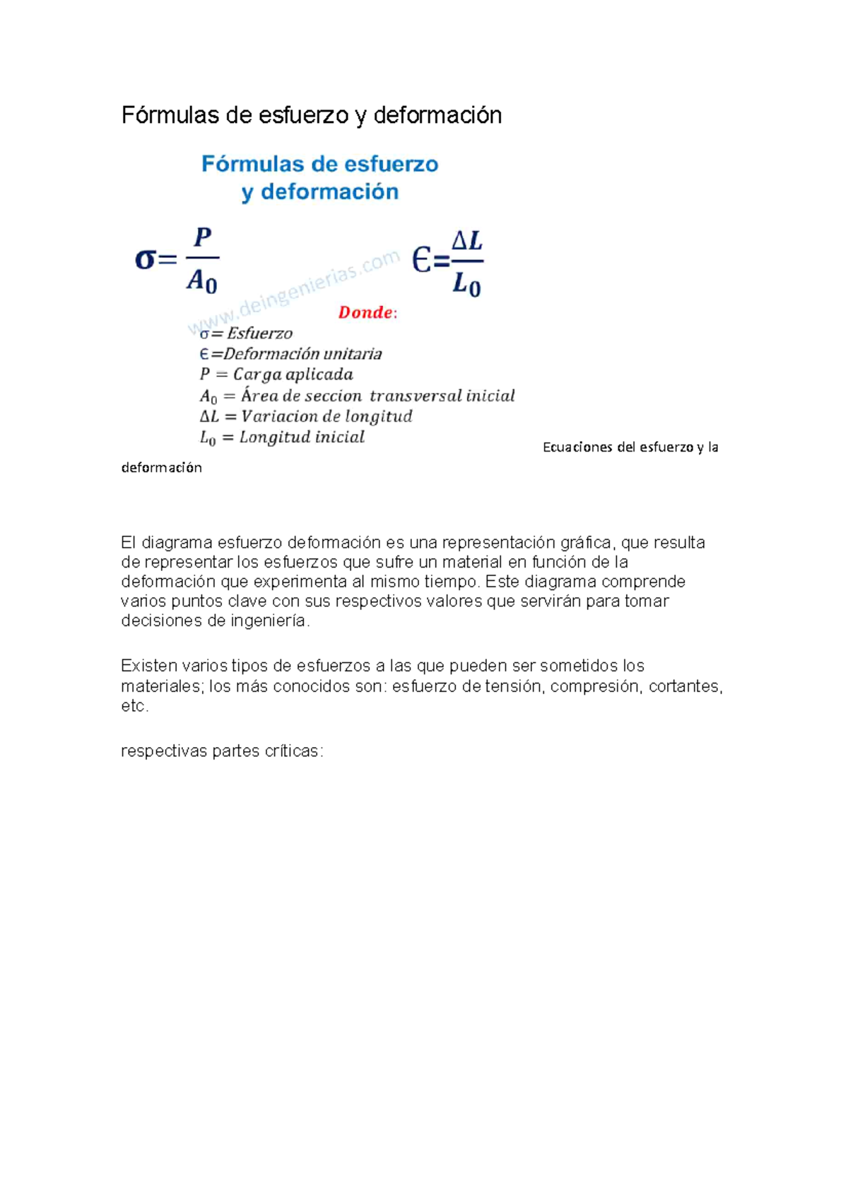 Documento - 5555 - Fórmulas de esfuerzo y deformación Ecuaciones del ...