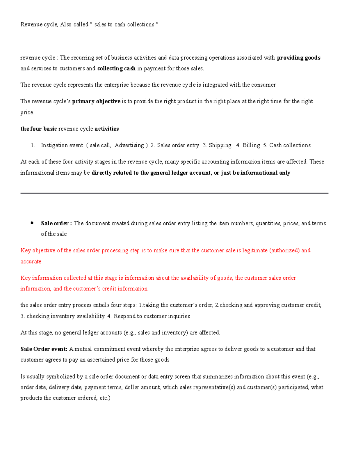 Revenue cycle - money - Revenue cycle, Also called “ sales to cash ...