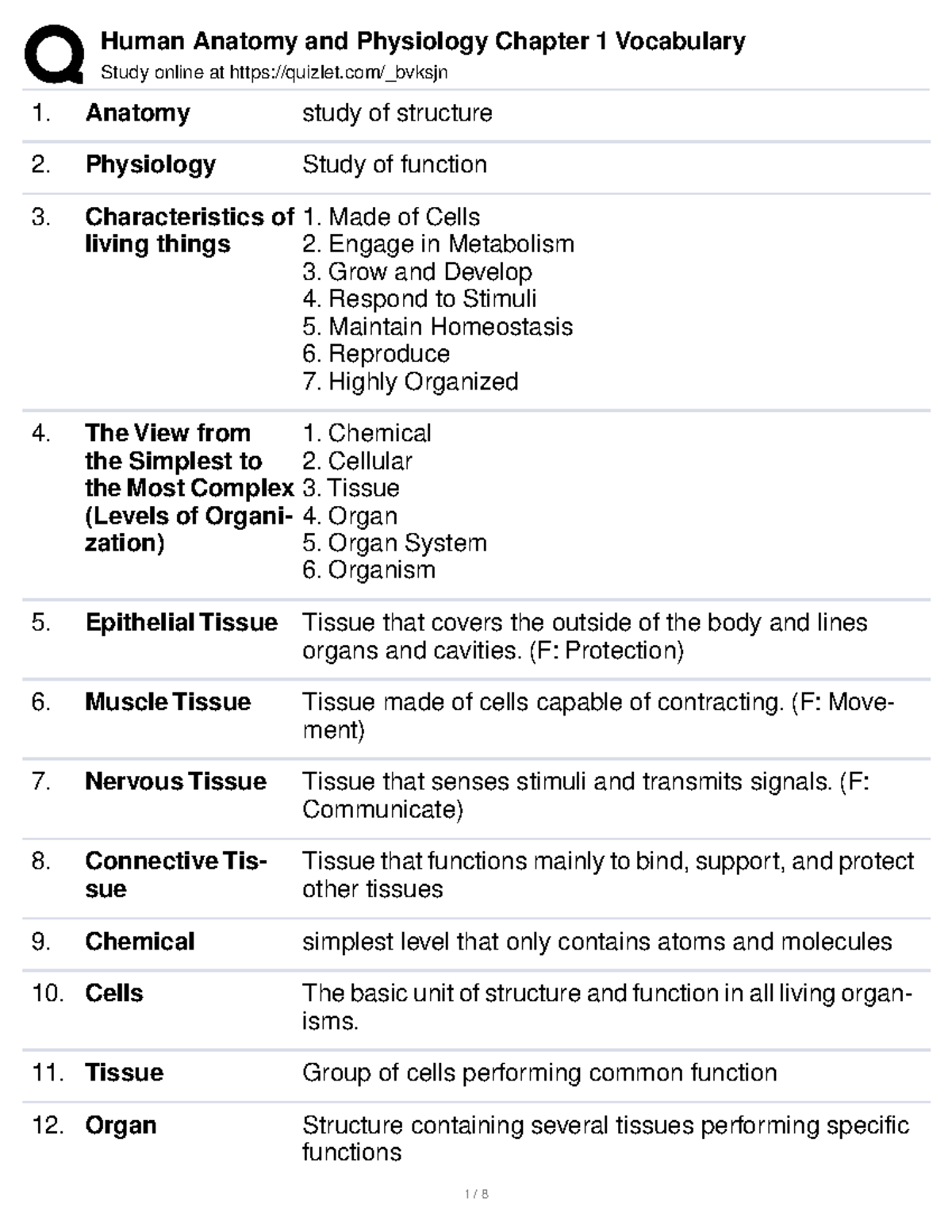 Human Anatomy Chapter 1 - Study online at quizlet/_bvksjn Anatomy study ...