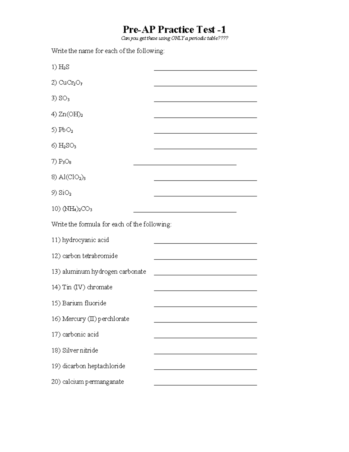 Practice test part 1 and 2 - Pre-AP Practice Test - Can you get these ...