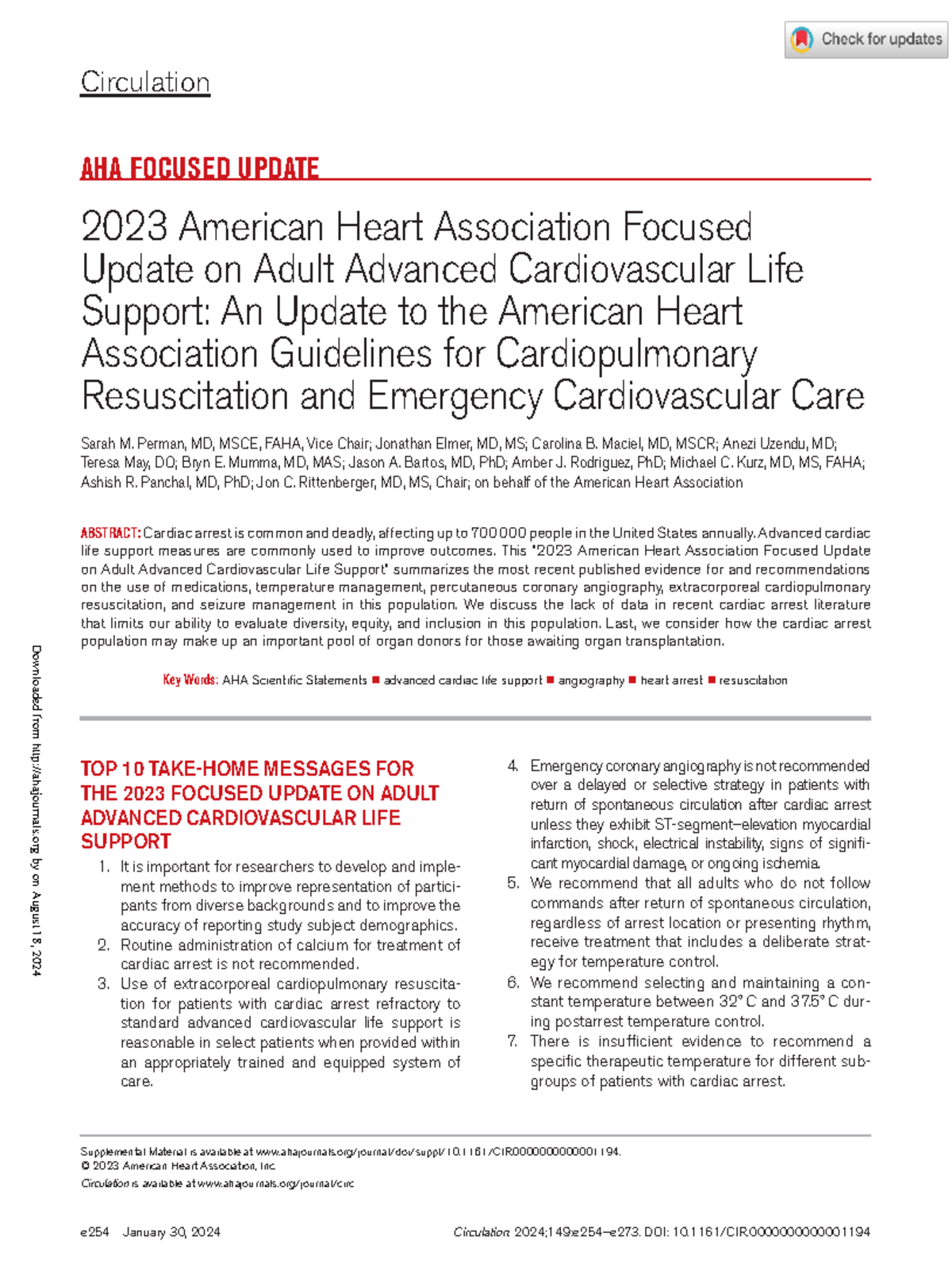 2023 Adult Advanced Cardiovascular Life Support - Circulation January ...