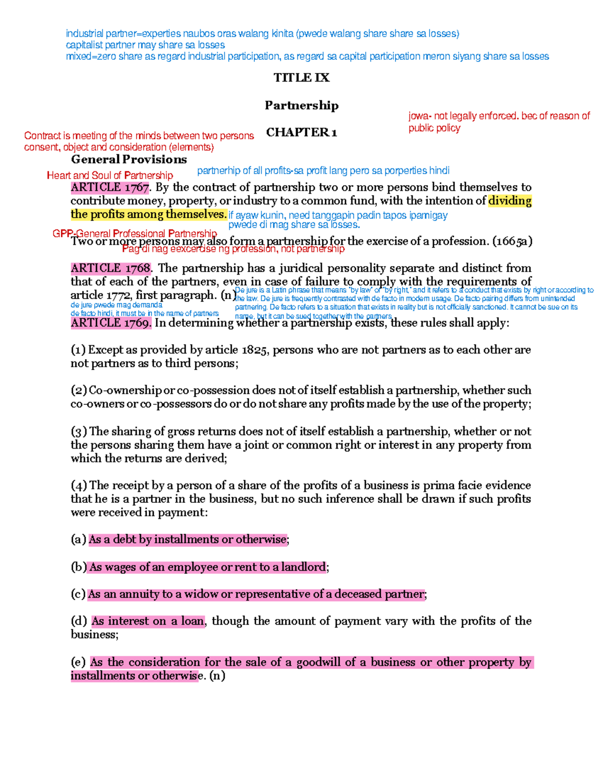 Civil Code-Book IV Title-IX-Partnership - TITLE IX Partnership CHAPTER ...