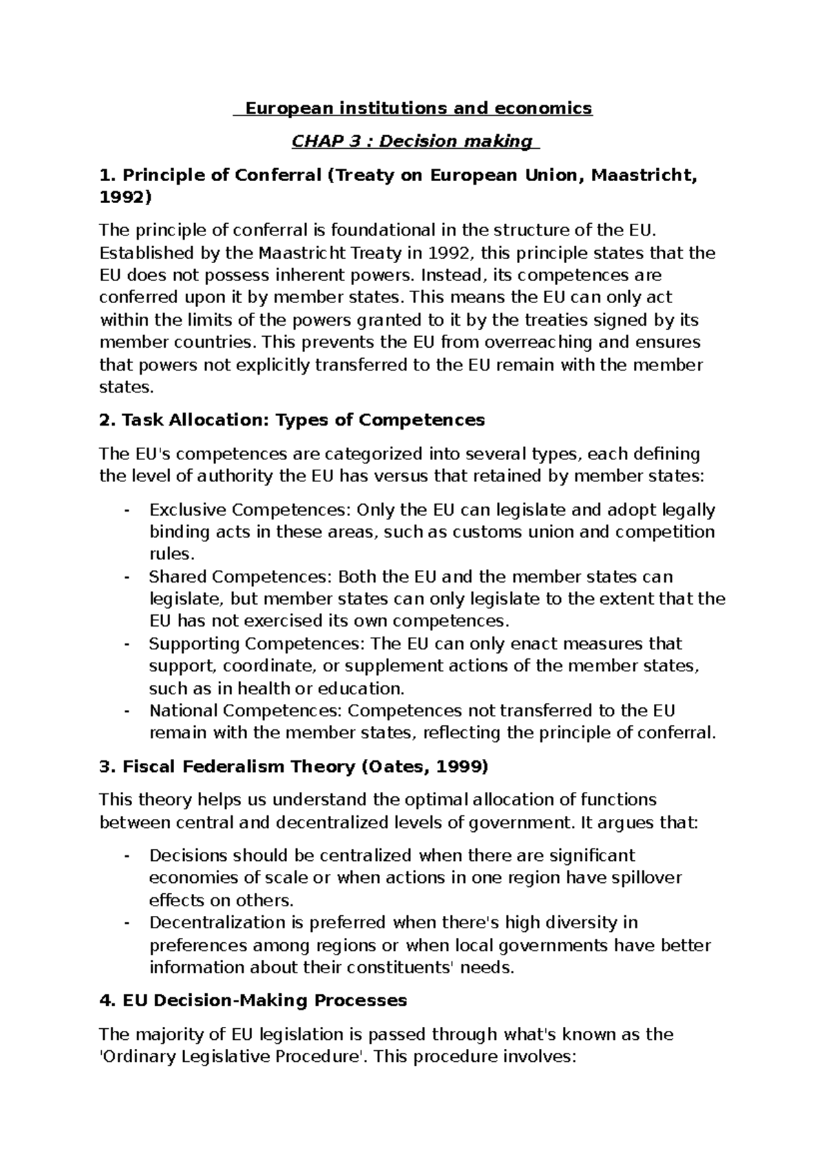 Chapter 3 decision making - European institutions and economics CHAP 3 ...