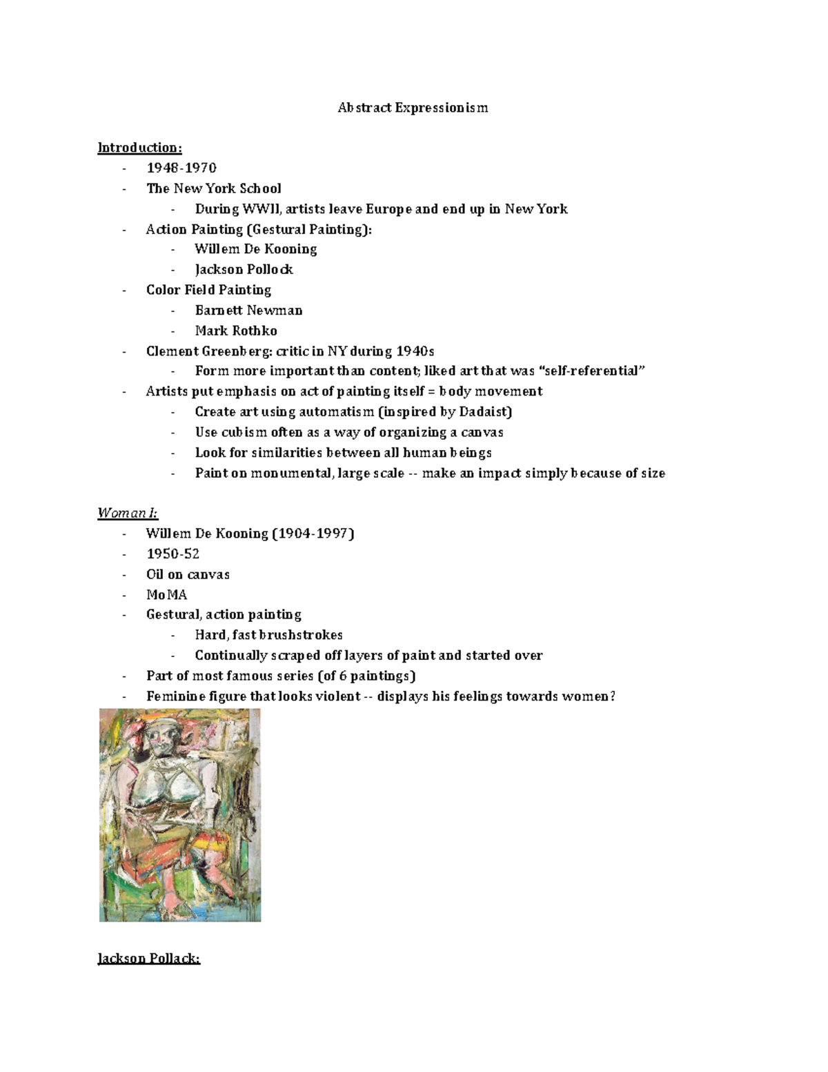 Abstract Expressionism - Studocu