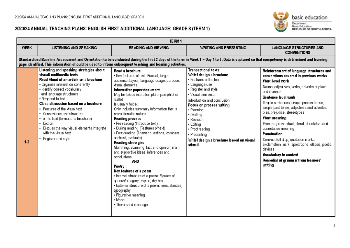1 - this is the annual teaching plan for grade 8 2023 and it is ... 1 - this is the annual teaching plan for grade 8 2023 and it is ...