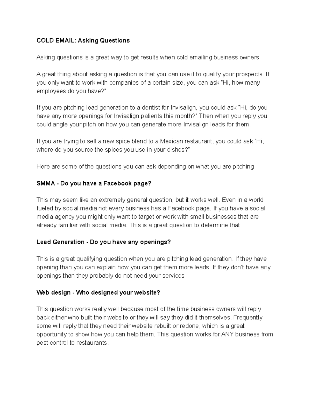 Cold+Email +Asking+The+Right+Questions - COLD EMAIL: Asking Questions ...