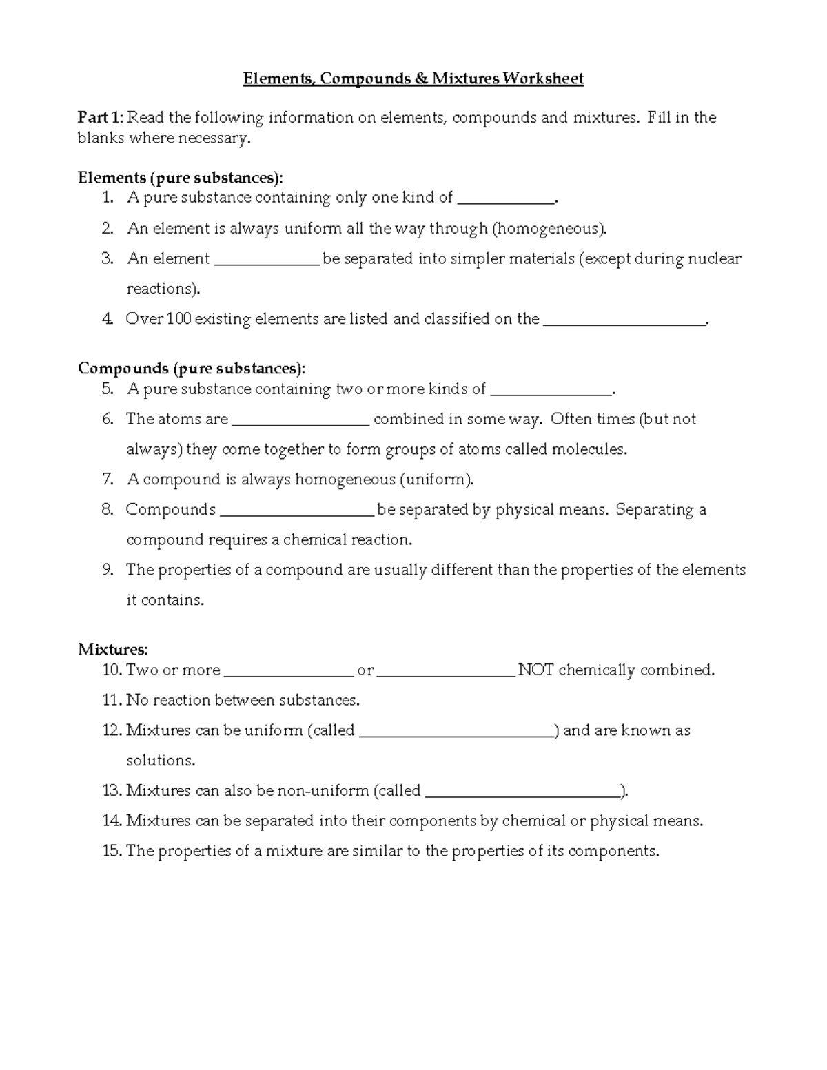 Classifying-matter - classifying matter note - Elements, Compounds ...