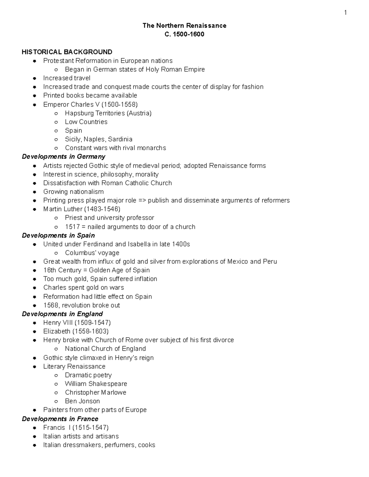 Chapter 8 The Northern Renaissance Notes - The Northern Renaissance C ...