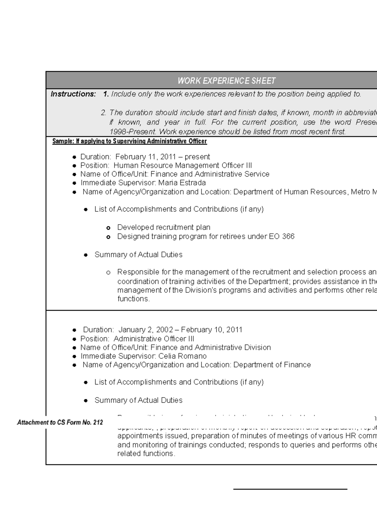 Work-Experience-Sheet-CS-Form-No.-212 - WORK EXPERIENCE SHEET ...