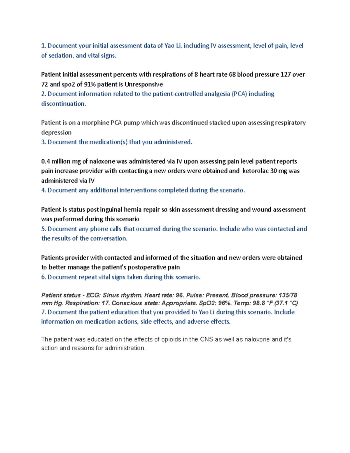 Docu care Yoa lee - V-sym - Document your initial assessment data of ...