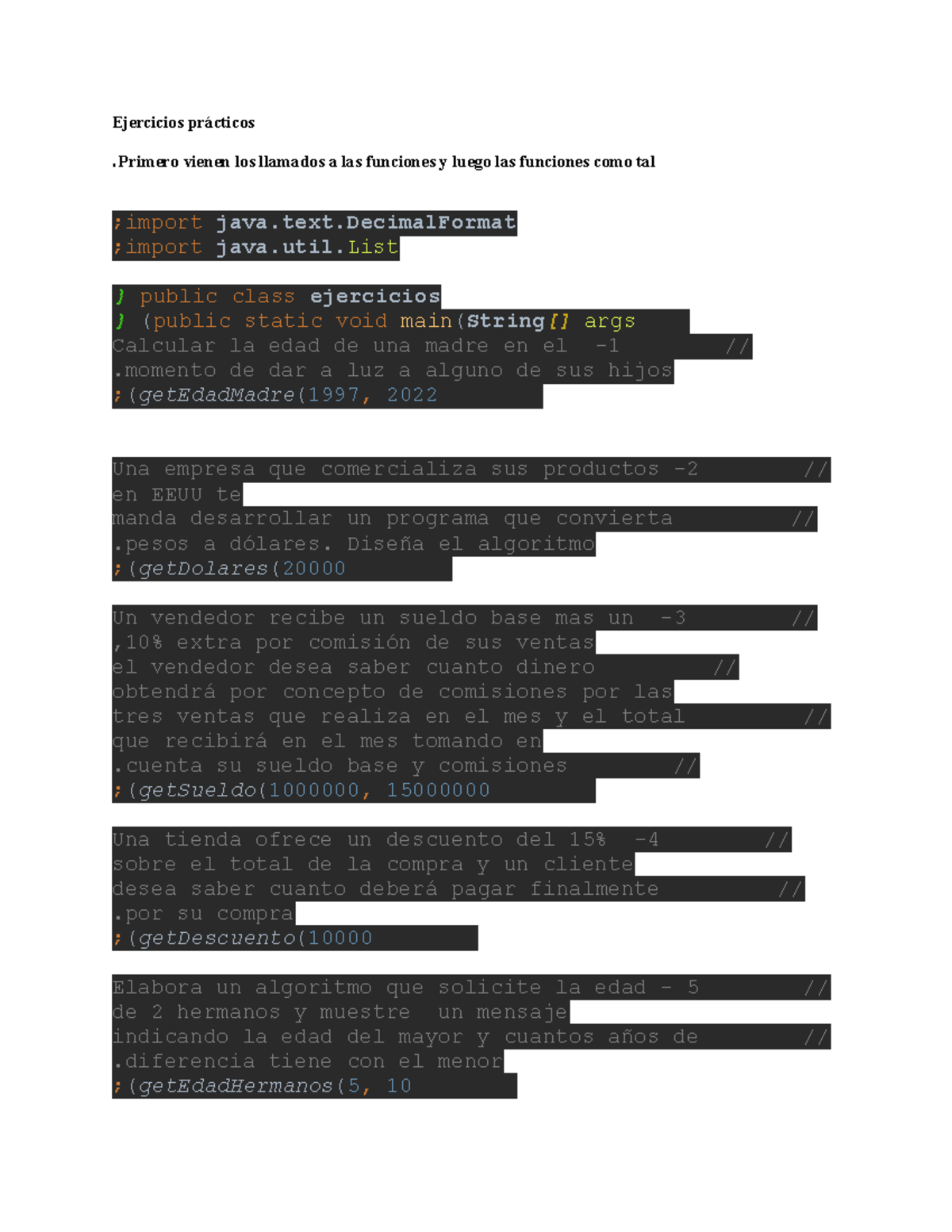 Practicas taller 1 - jjhggg - Ejercicios prácticos .Primero vienen los ...