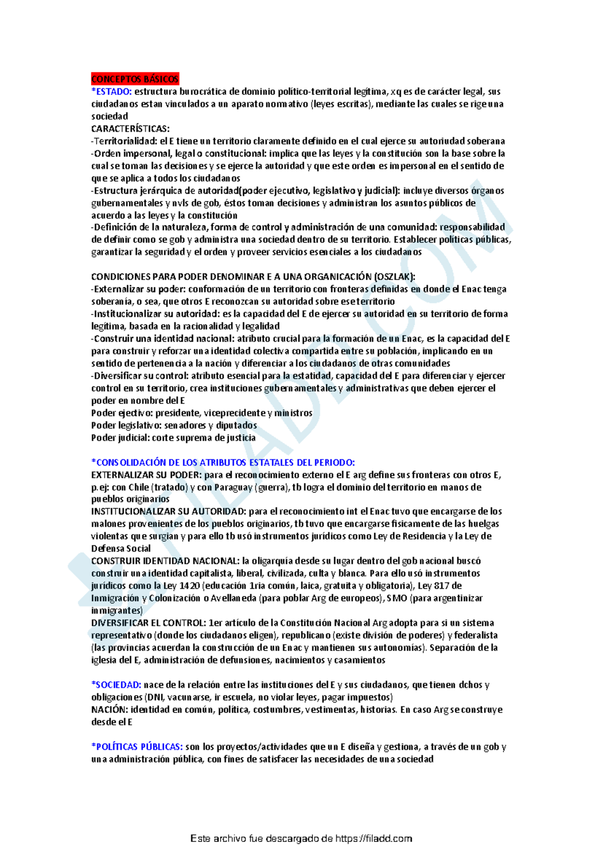 ICSE Resumen - CONCEPTOS BÁSICOS *ESTADO: estructura burocrática de ...