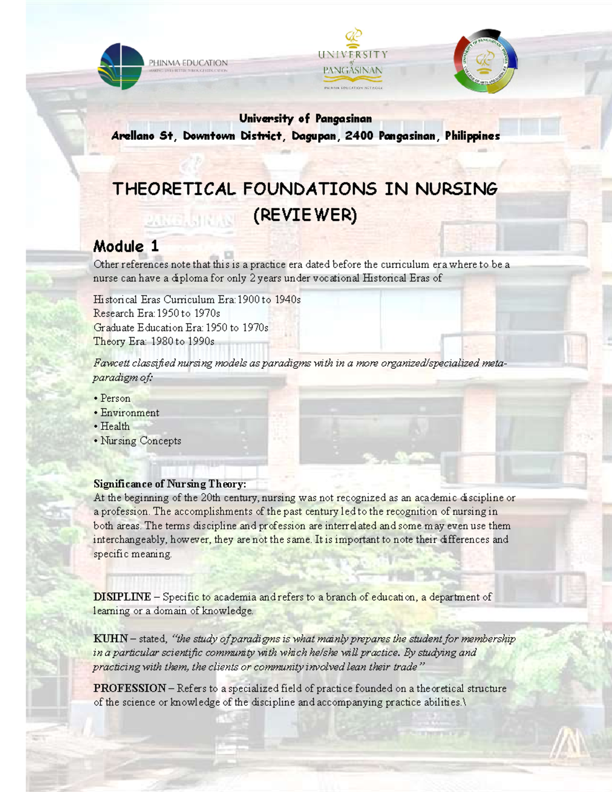 TFN (M1) - Hope it Helps to anyone here - University of Pangasinan Arellano St, Downtown ...