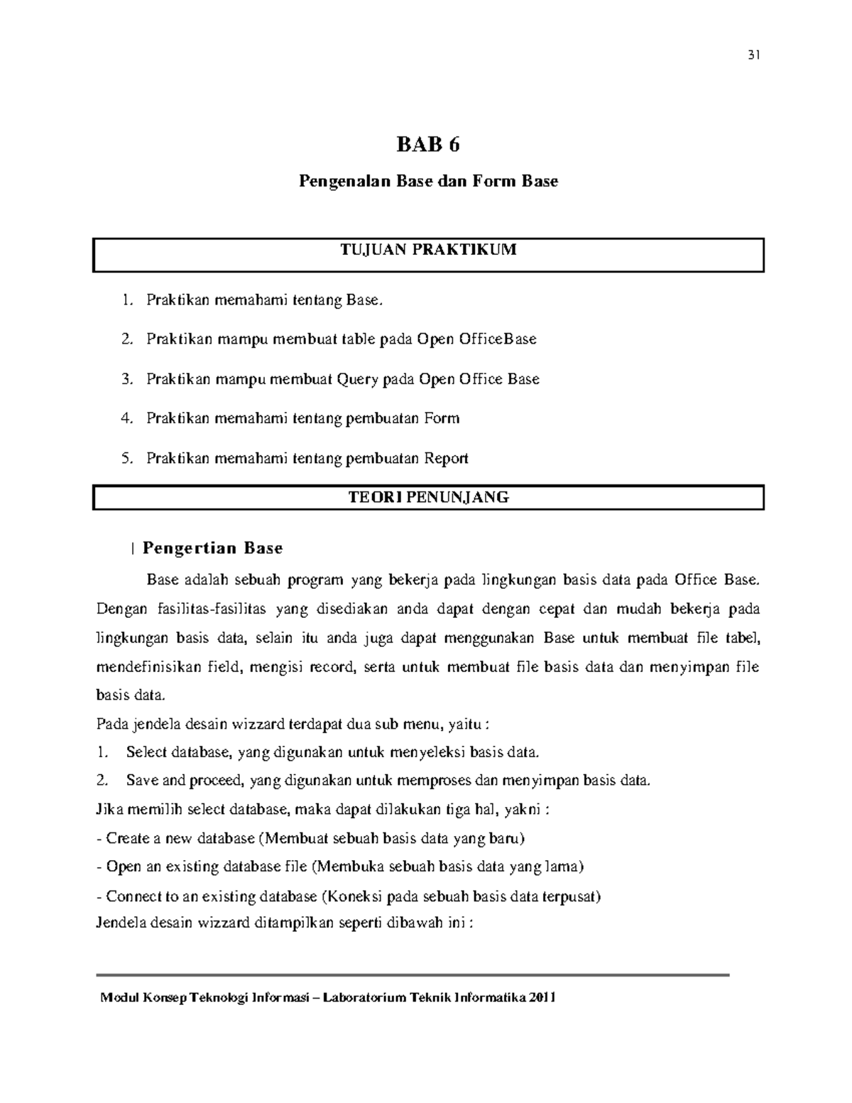 Pengenalan Base dan Form Base Open Office Calc - BAB 6 Pengenalan Base ...