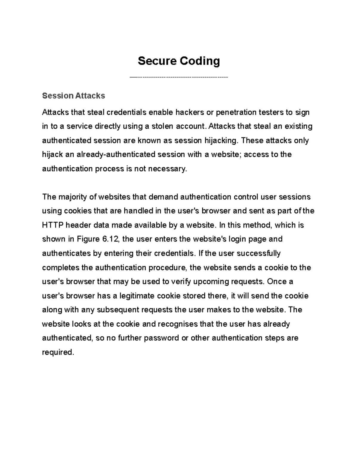 Chapter 5 Secure Coding Pt Secure Coding — Session Attacks Attacks 3234