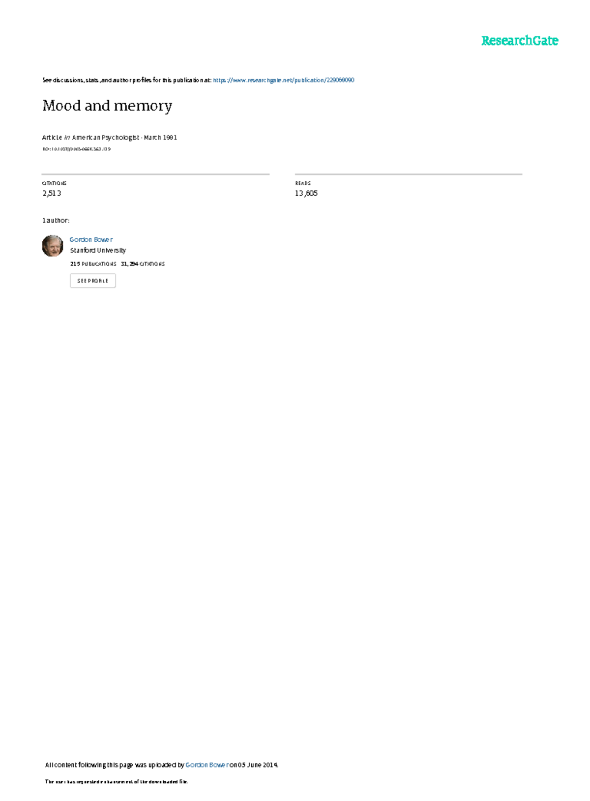 Mood Memory - texto de bower - See discussions, stats, and author ...