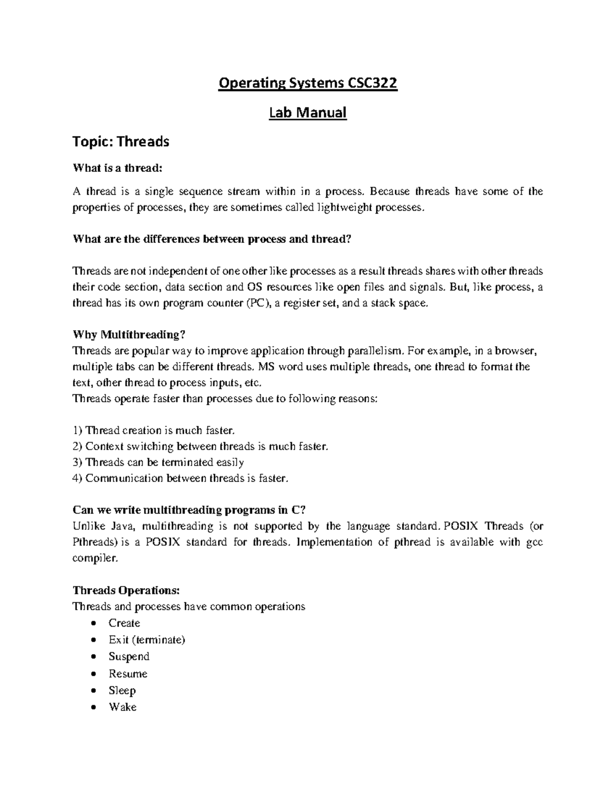 Lab Manual 09 - ABC - Operating Systems CSC Lab Manual Topic: Threads ...