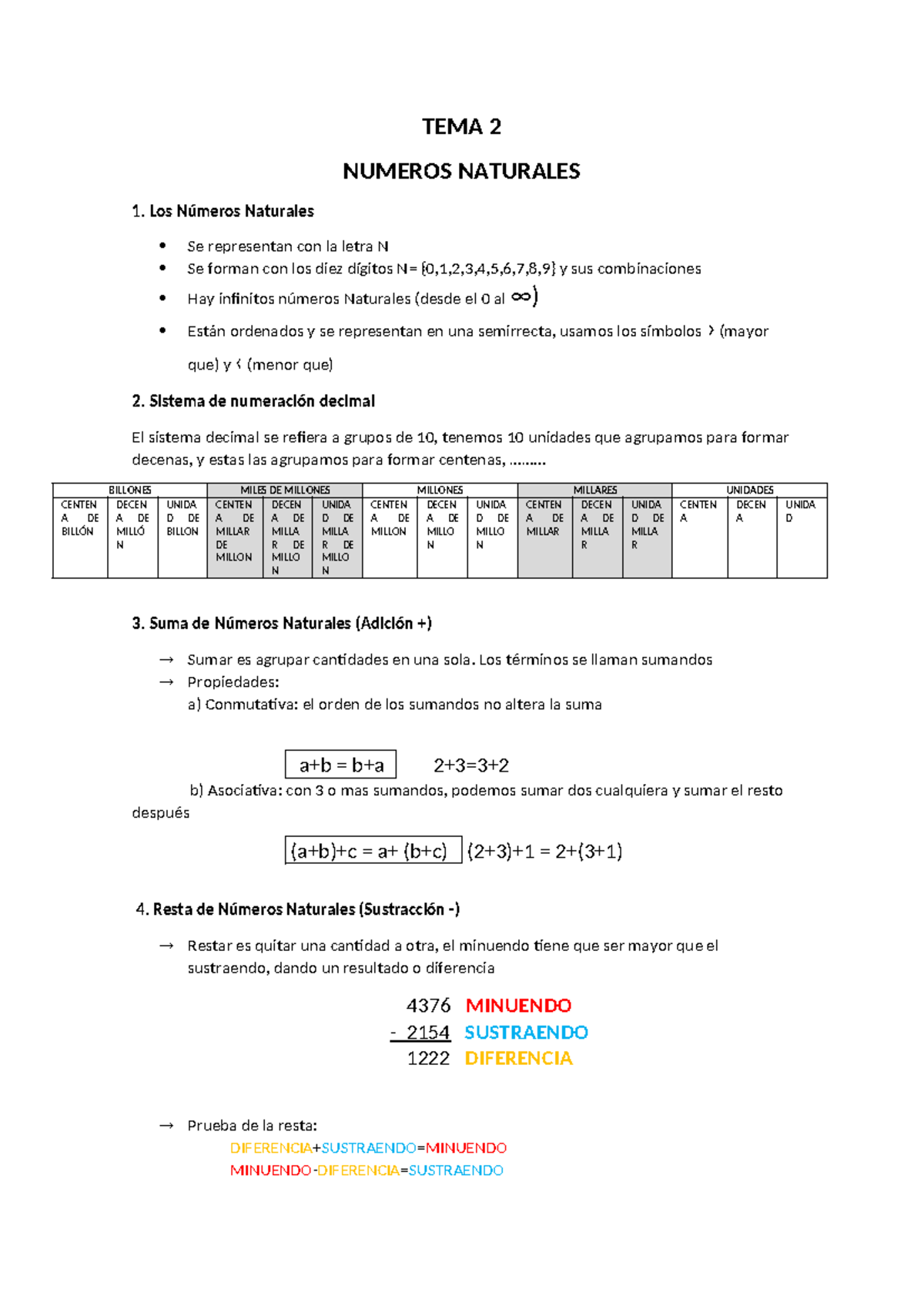 Tema 2 Matematicas Tema 2 Numeros Naturales 1 Los Números Naturales 5419
