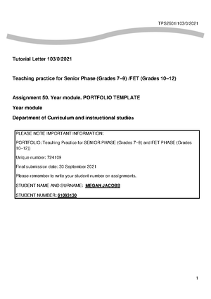 Assignment 1 TPS - Letter - Tps2601 - Unisa - Studocu