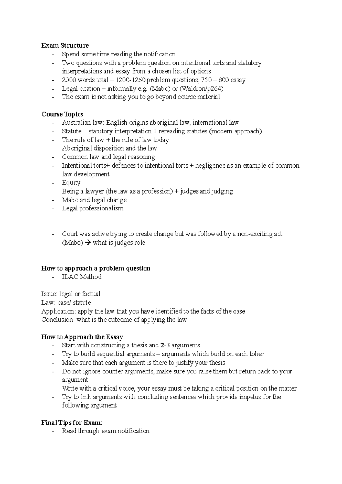 Structure of and How to Approach Exam Question - Exam Structure - Spend ...