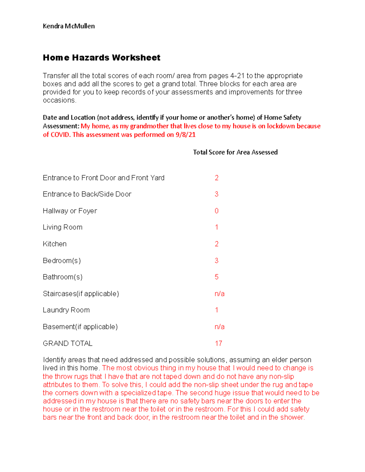 Home safety assignment- assessment of a home while keeping the patient ...