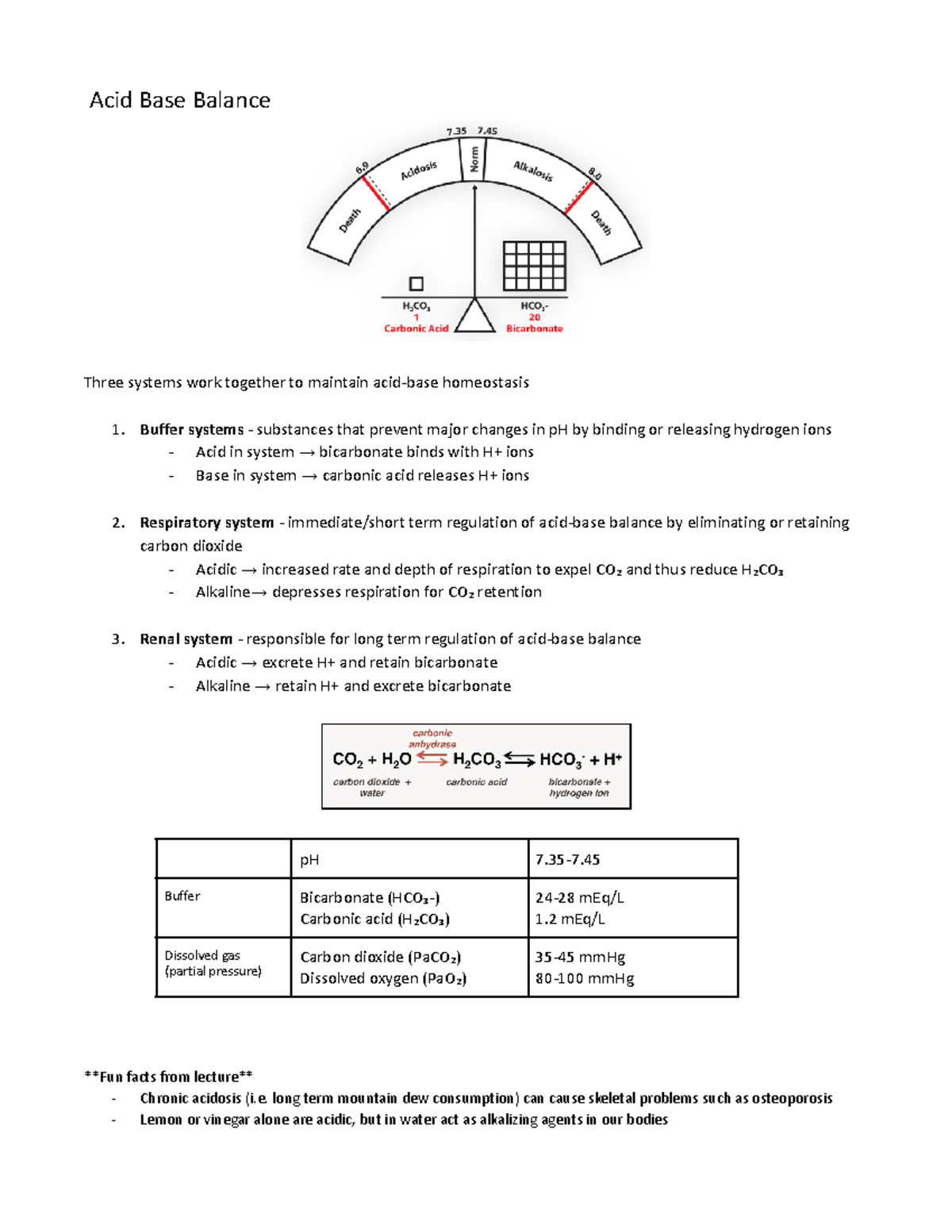Q5 M3 Study Guide 1 1 - Acid Base Balance Three systems work together ...