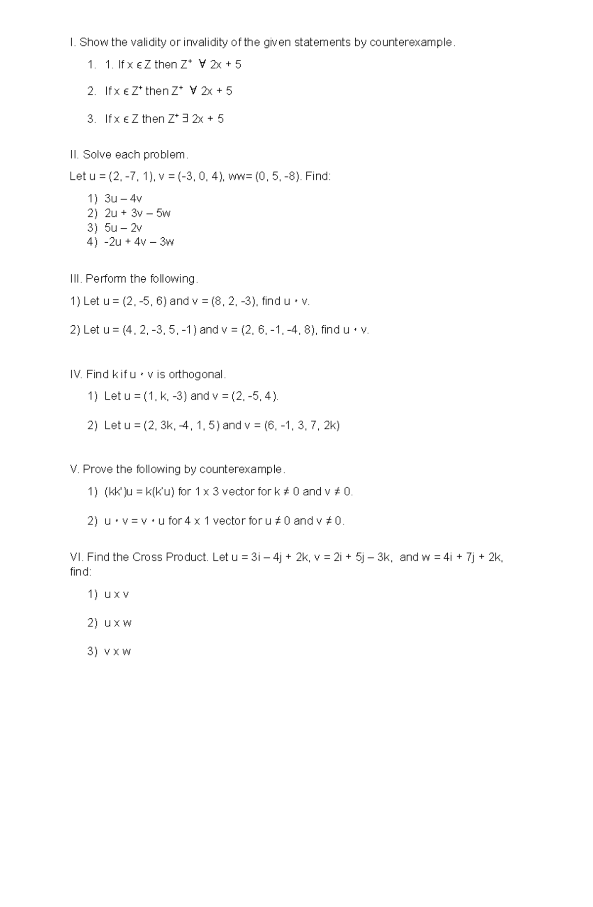 Activity-1 AY 23-24 - Activity in Math - I. Show the validity or ...