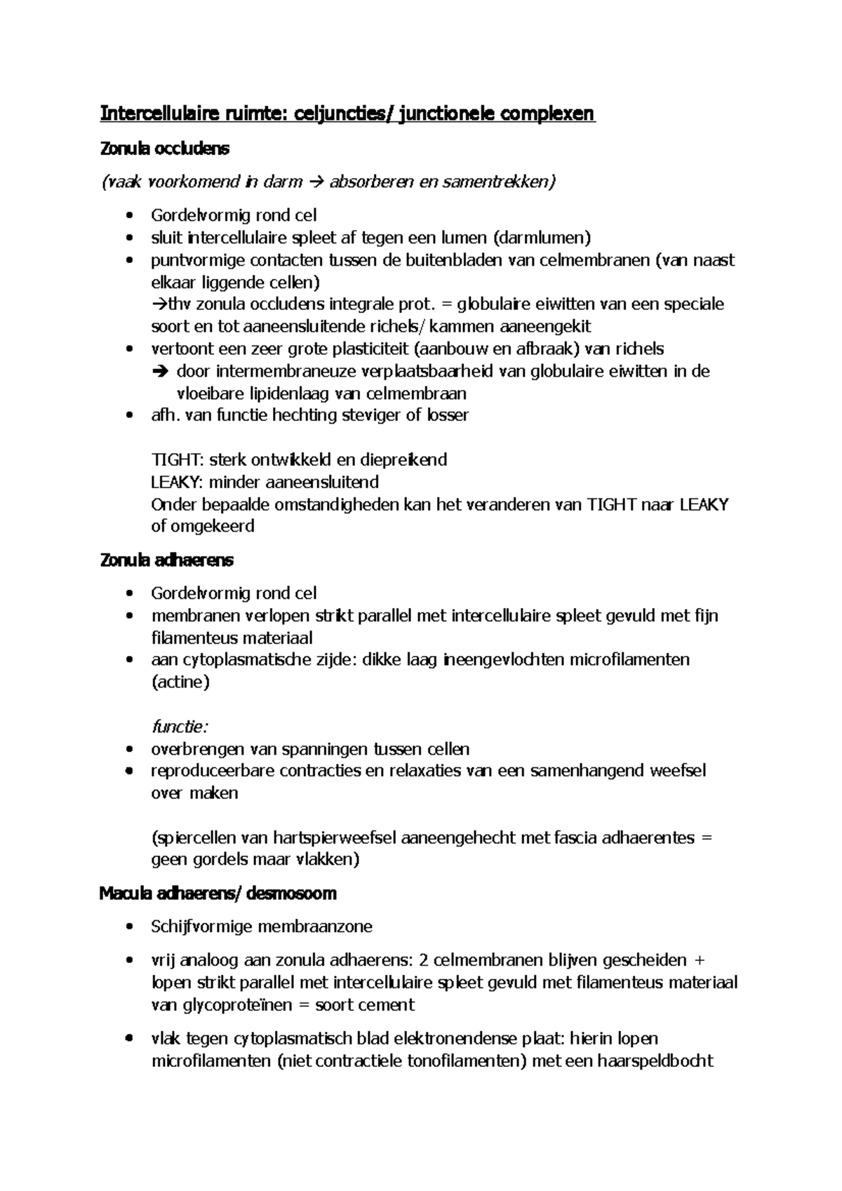 Intercellulaire ruimte: junctionele complexen - Intercellulaire ruimte ...