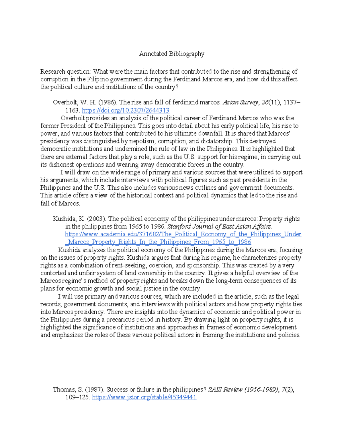 HIS-301 Annotated Bibliography edit - Annotated Bibliography Research ...