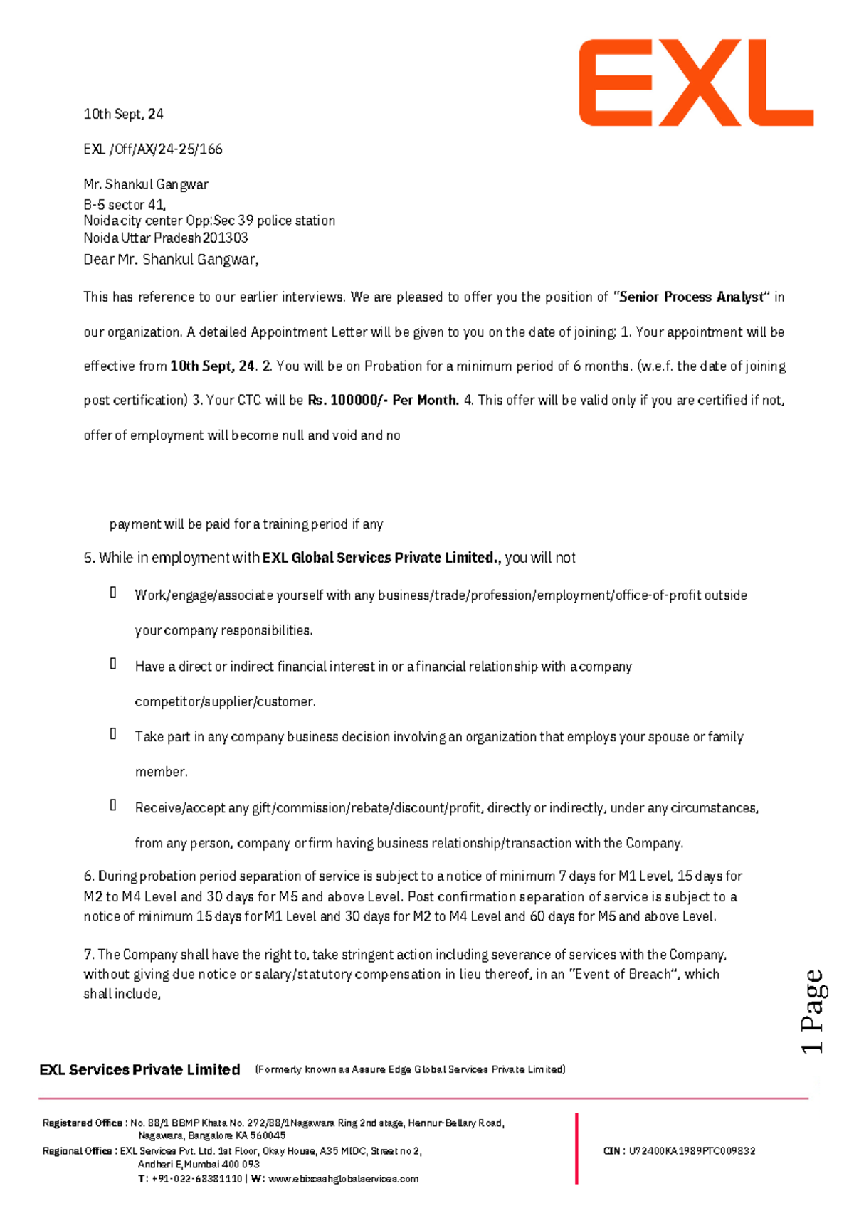 Shankul Gangwar Offer Letter 2024 ko0716 144510 0000 - 10th Sept, 24 ...