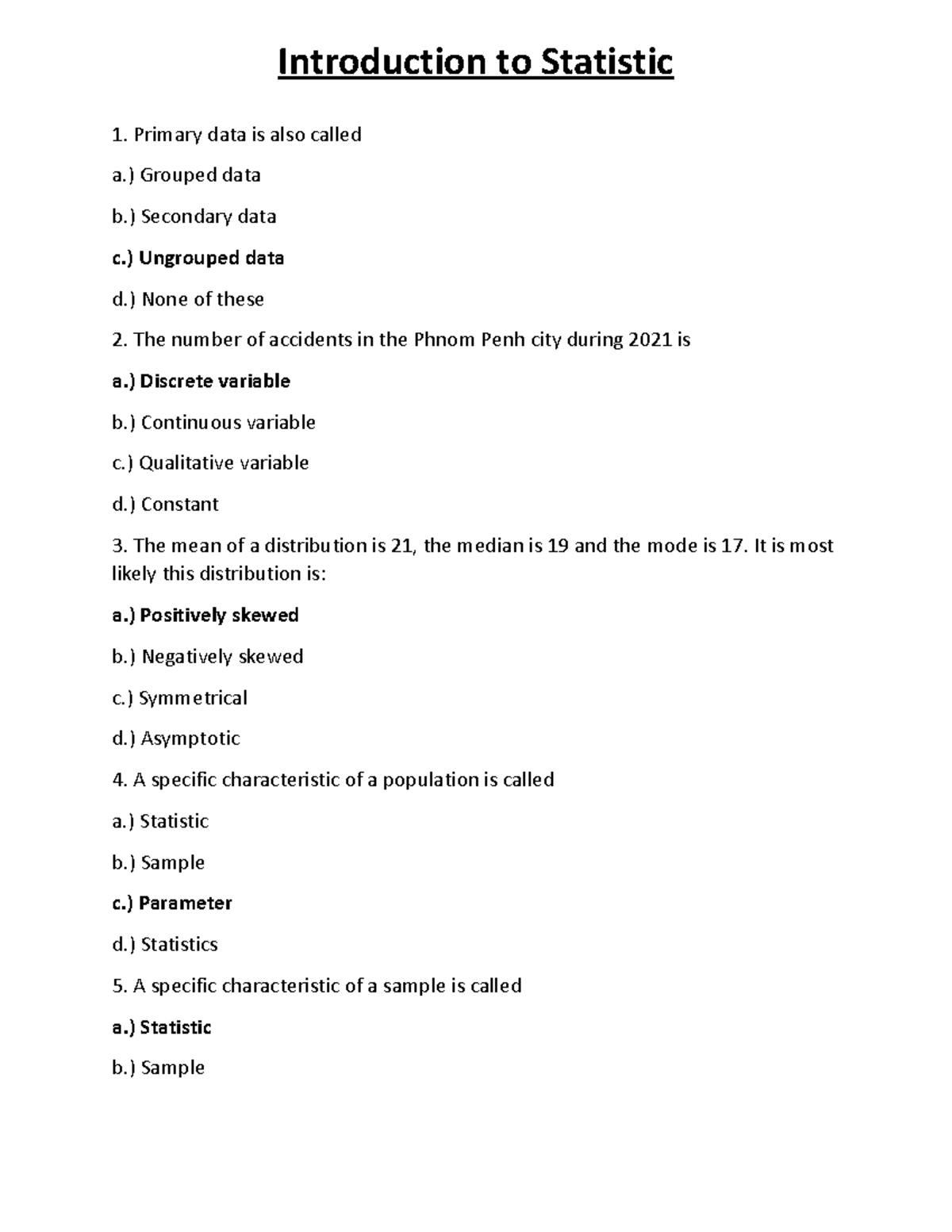Introduction to Statistic - Introduction to Statistic Primary data is ...