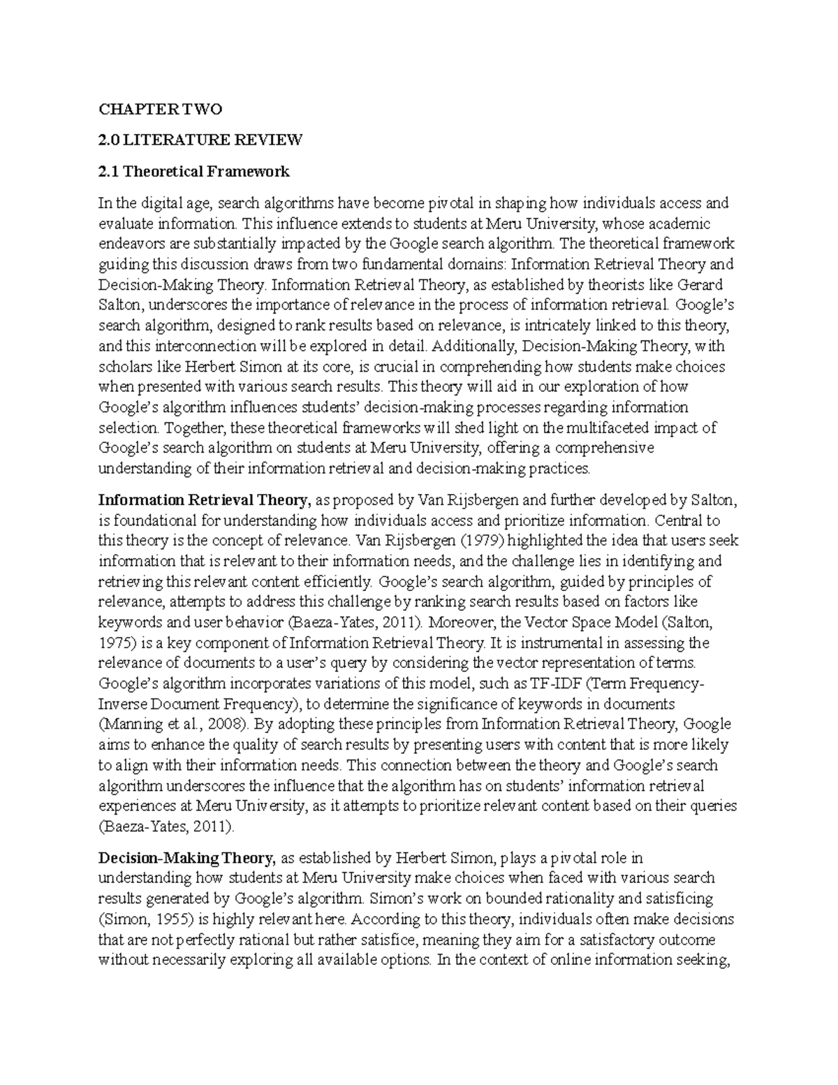 Chapter two - CHAPTER TWO 2 LITERATURE REVIEW 2 Theoretical Framework ...