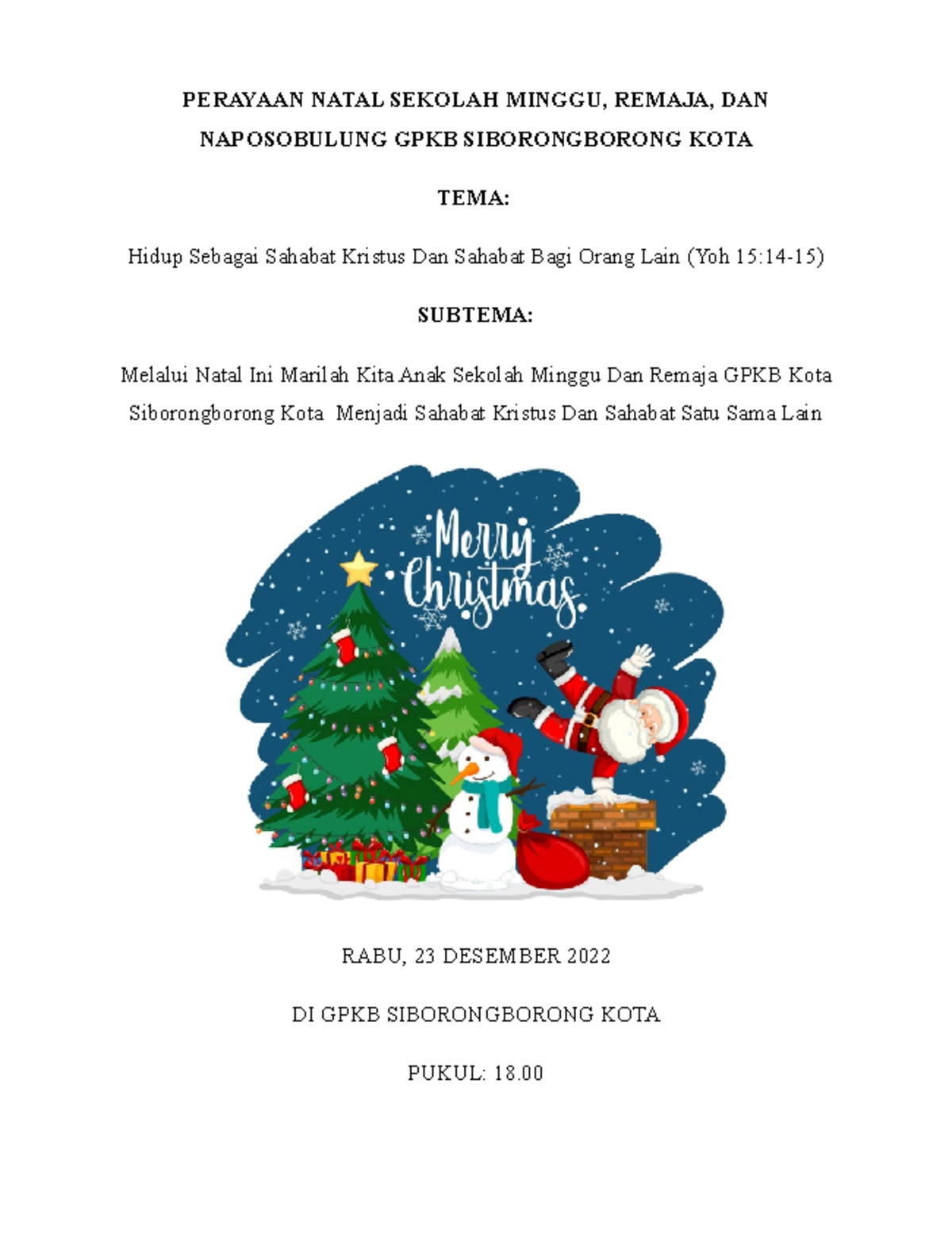 Acara Natal GPKB - PRACTICAL - PERAYAAN NATAL SEKOLAH MINGGU, REMAJA ...