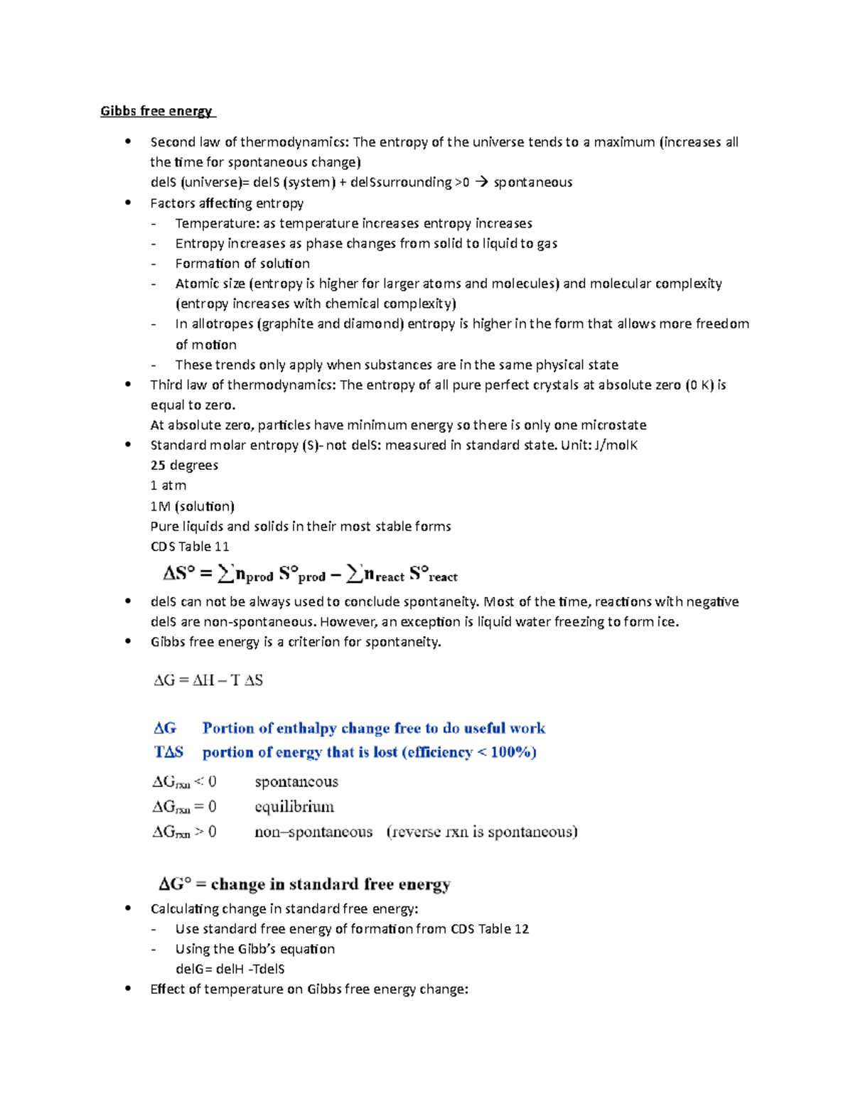 Lecture 28 Gibbs free energy - Gibbs free energy Second law of ...