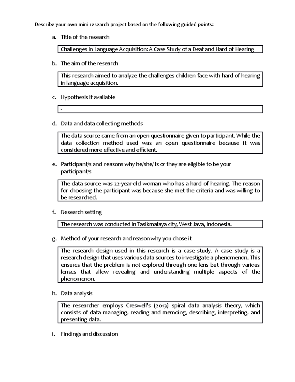 Practical Addit Paper Outline - Describe your own mini research project ...