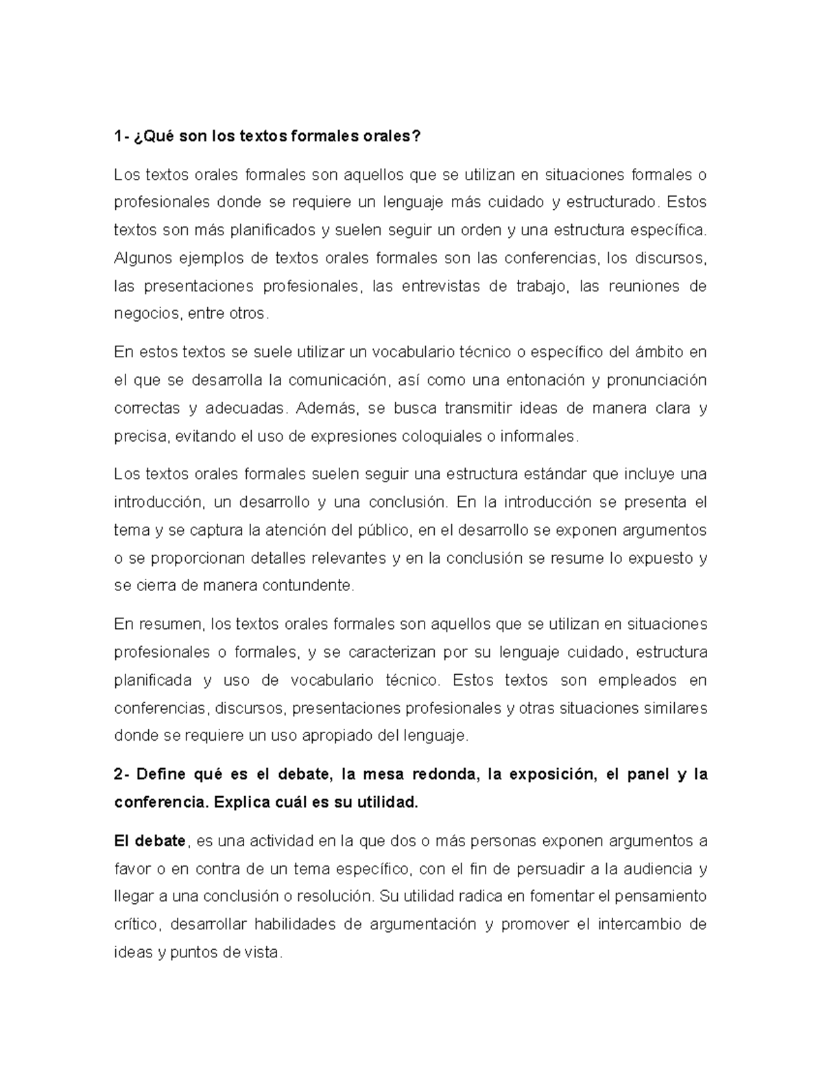 Español Semana 6 - Textos orales formales, mesa redonda, panel. - 1 ...